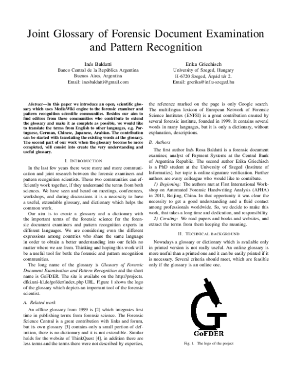 (PDF) Joint Glossary of Forensic Document Examination and Pattern ...