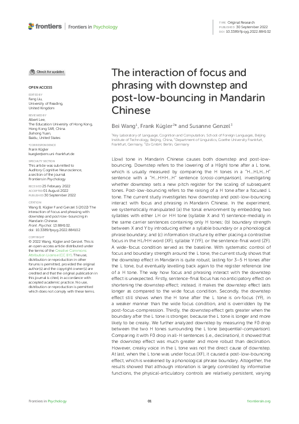 (PDF) The interaction of focus and phrasing with downstep and post-low ...