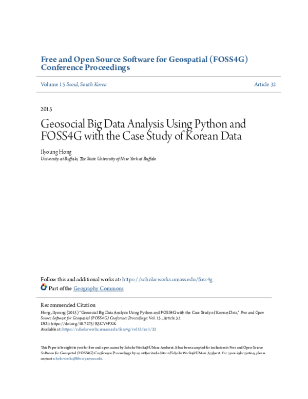 (PDF) Geosocial Big Data Analysis Using Python and FOSS4G with the Case Study of Korean Data