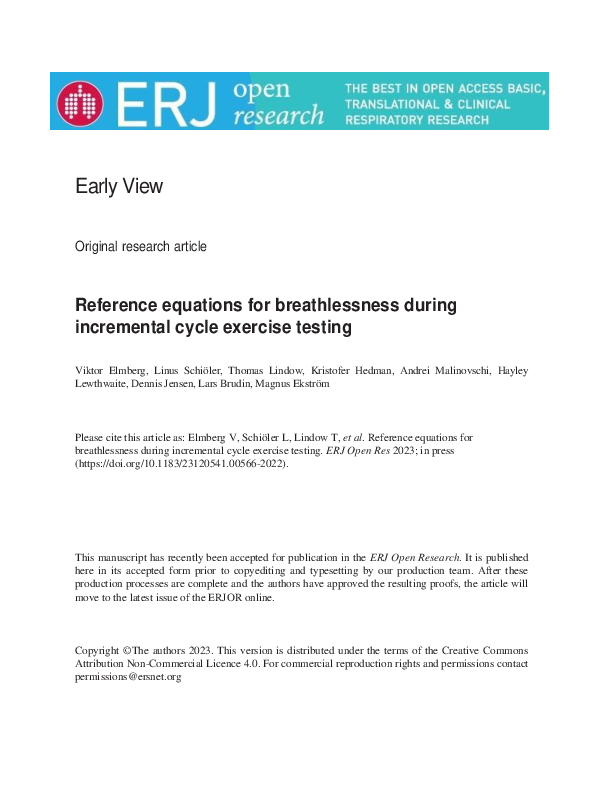 (PDF) Reference equations for breathlessness during incremental cycle ...
