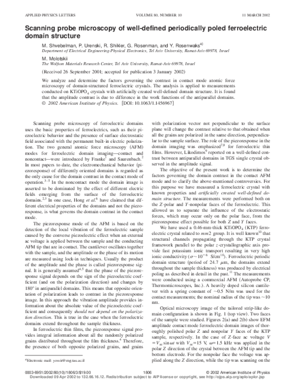 (PDF) Scanning probe microscopy of well-defined periodically poled ferroelectric domain structure
