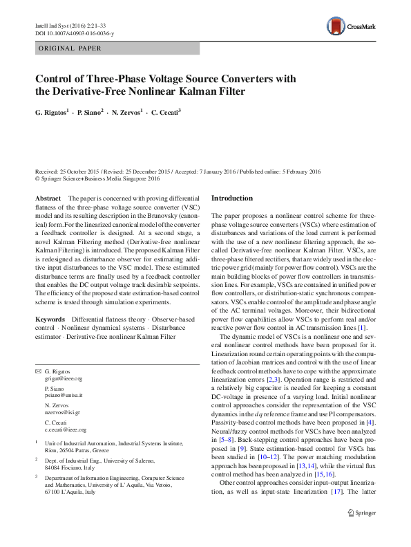 (PDF) Control of Three-Phase Voltage Source Converters with the ...