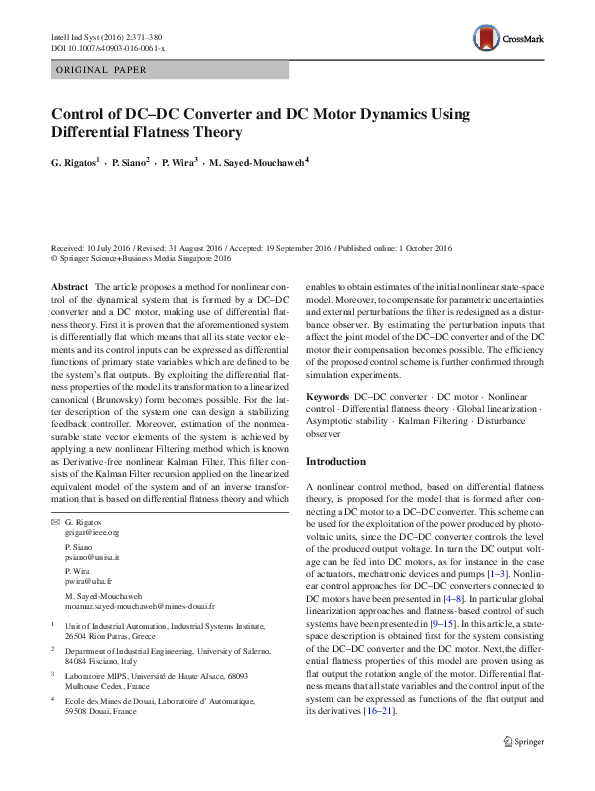 (PDF) Control of DC–DC Converter and DC Motor Dynamics Using ...