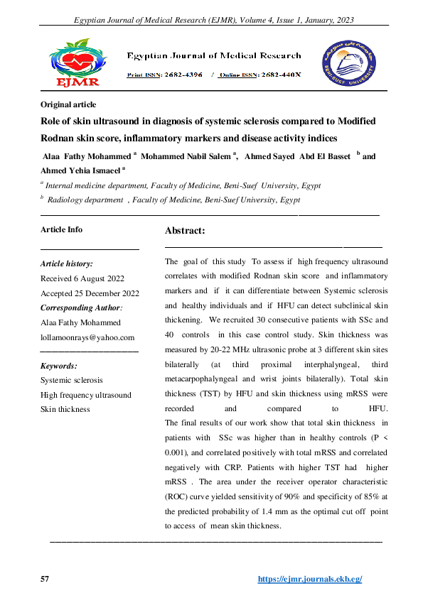 (PDF) Role of skin ultrasound in diagnosis of systemic sclerosis ...