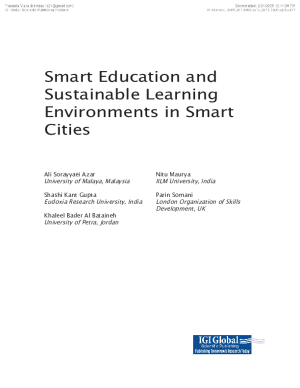 (PDF) Smart Education and Sustainable Learning Environments in Smart Cities