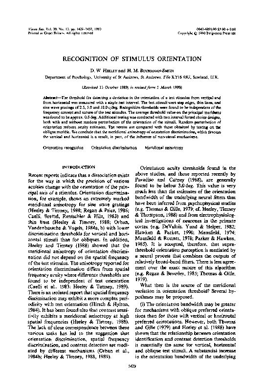 (PDF) Recognition of stimulus orientation