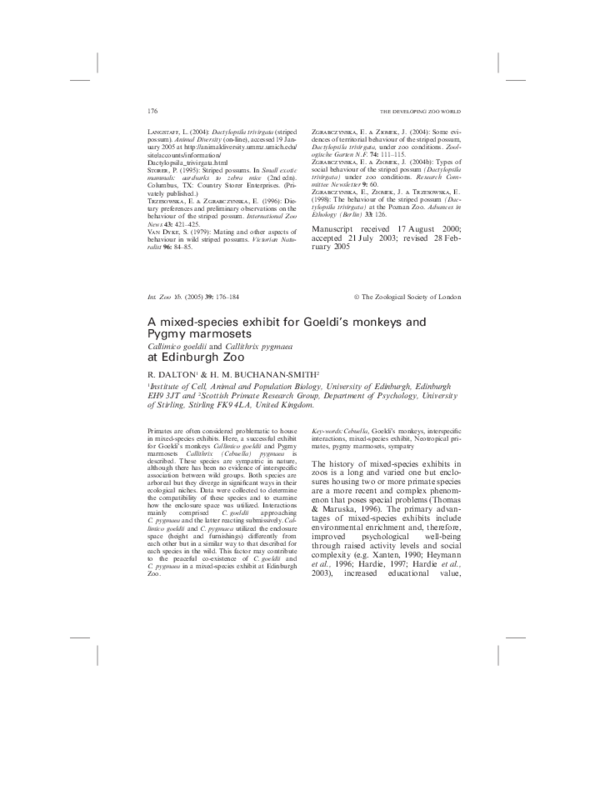 (PDF) A mixed-species exhibit for Goeldi's monkeys and Pygmy marmosets ...