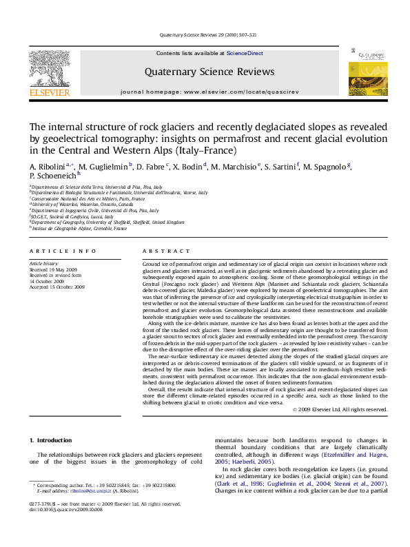 (PDF) The internal structure of rock glaciers and recently deglaciated ...
