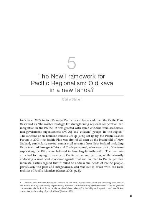 (PDF) The New Framework for Pacific Regionalism: Old kava in a new tanoa?