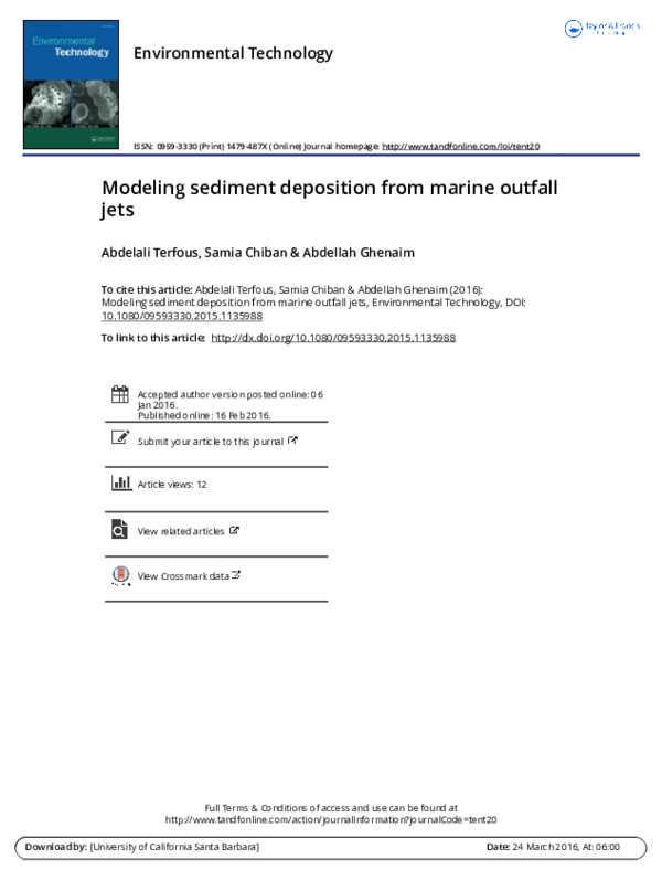Modeling sediment deposition from marine outfall jets