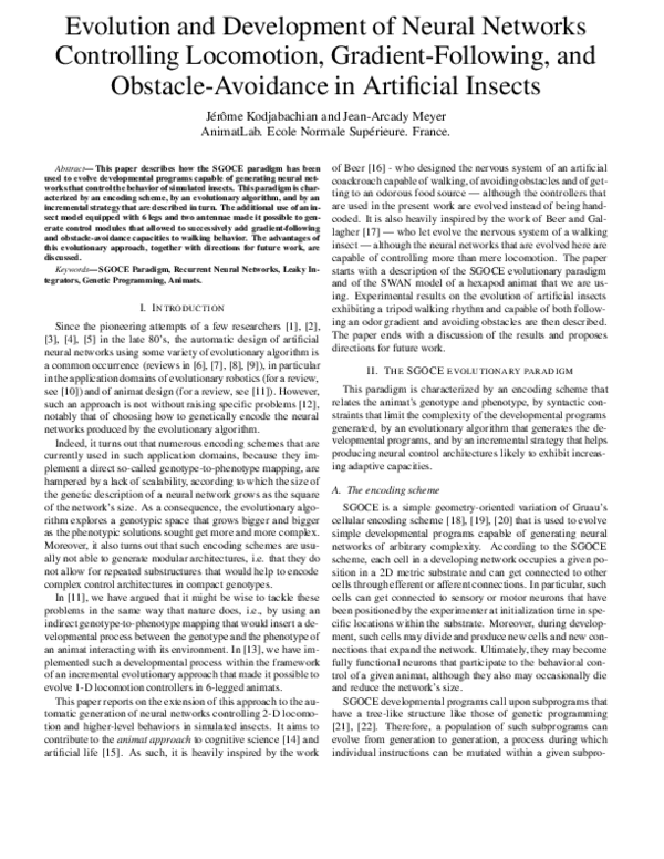 (PDF) Evolution and Development of Neural Net-works Controlling Locomotion, Gradient-Following ...