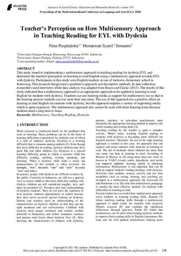 (PDF) Teacher’s Perception on How Multisensory Approach in Teaching ...