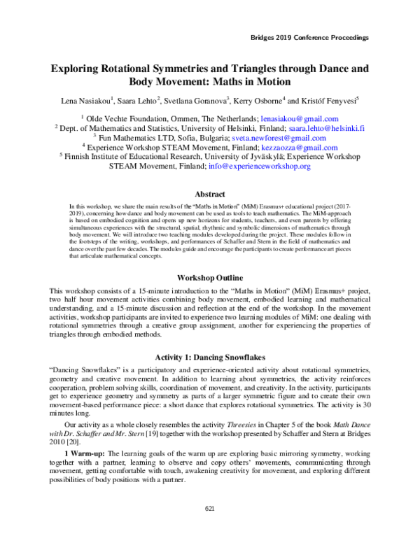 (PDF) Exploring Rotational Symmetries and Triangles through Dance and Body Movement : Maths in ...