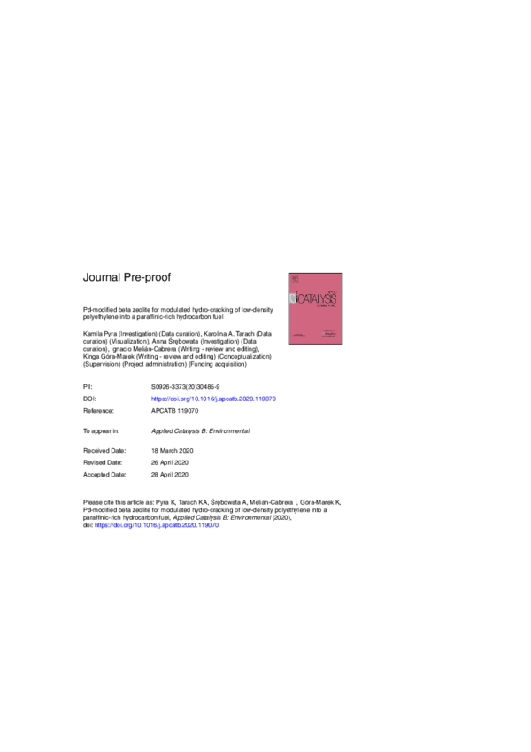 (PDF) Pd-modified beta zeolite for modulated hydro-cracking of low ...