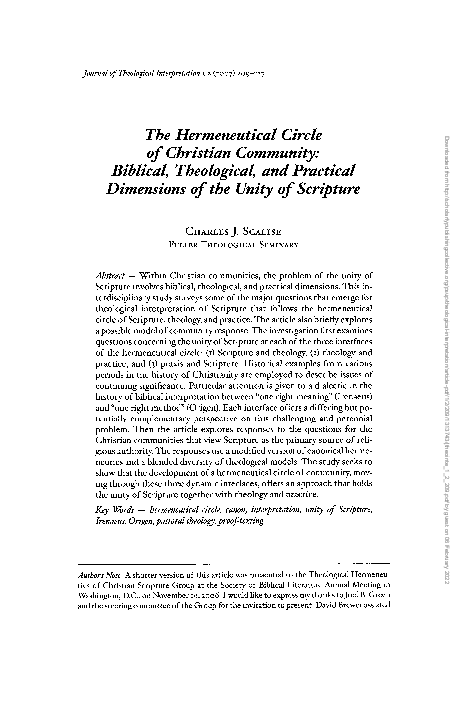 (PDF) The Hermeneutical Circle of Christian Community: Biblical ...