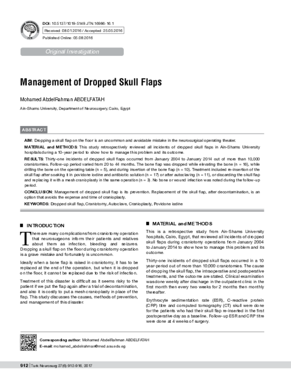 (PDF) Management of dropped skull flaps
