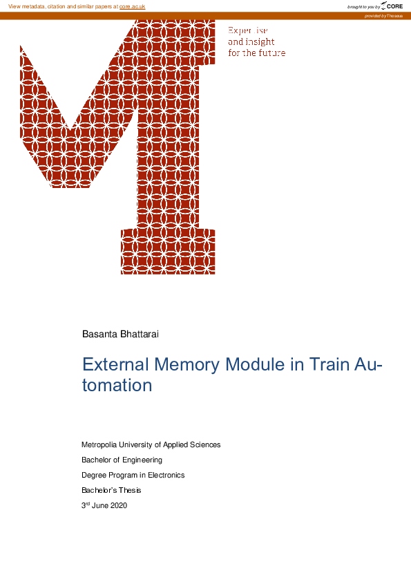 (PDF) External Memory Module in Train Automation