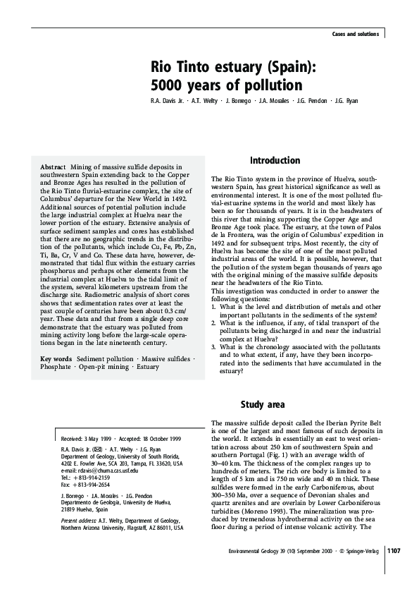 (PDF) Rio Tinto estuary (Spain): 5000 years of pollution