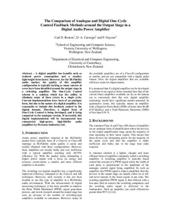 (PDF) The Comparison of Analogue and Digital One-Cycle Control Feedback ...
