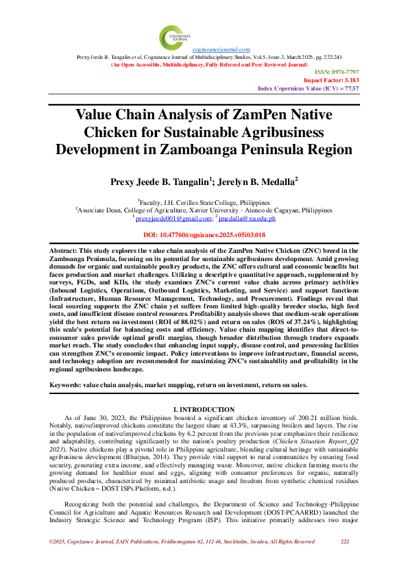 (PDF) Value Chain Analysis of ZamPen Native Chicken for Sustainable ...
