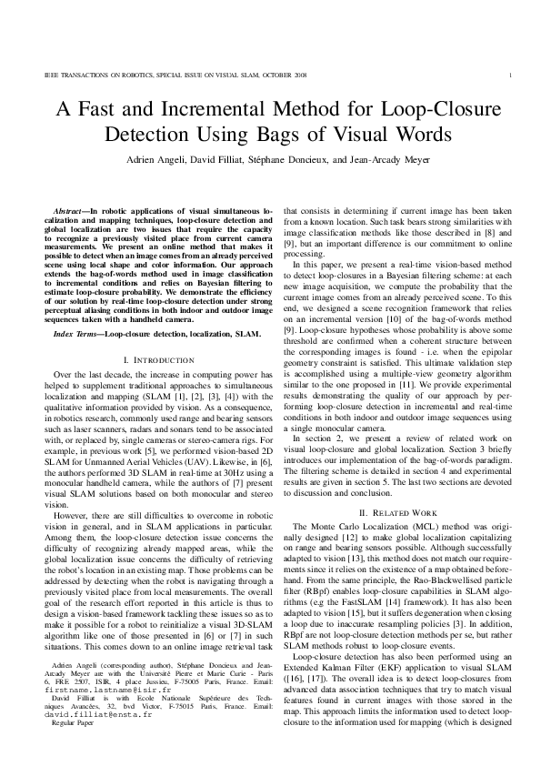 (PDF) A Fast and Incremental Method for Loop-Closure Detection Using Bags of Visual Words