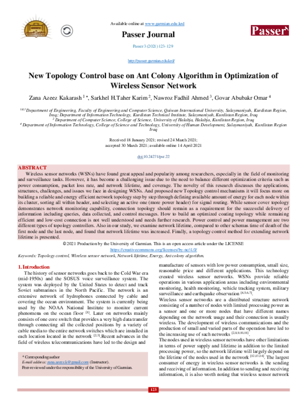 (PDF) New Topology Control base on Ant Colony Algorithm in Optimization of Wireless Sensor Network