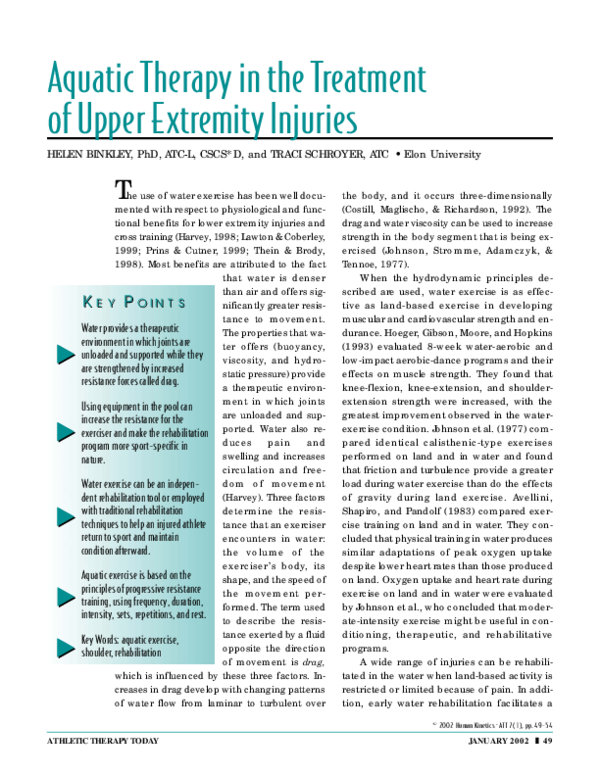 (PDF) Aquatic Therapy in the Treatment of Upper Extremity Injuries