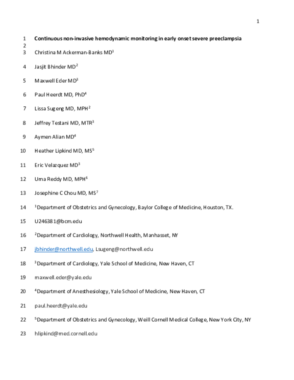 (PDF) Continuous non-invasive hemodynamic monitoring in early onset ...