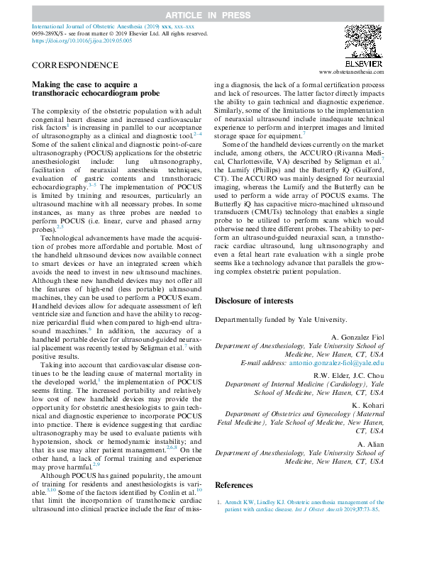 (PDF) Making the case to acquire a transthoracic echocardiogram probe