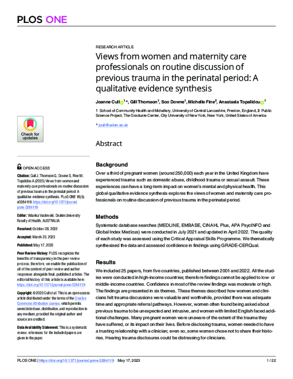 (PDF) Views from women and maternity care professionals on routine ...