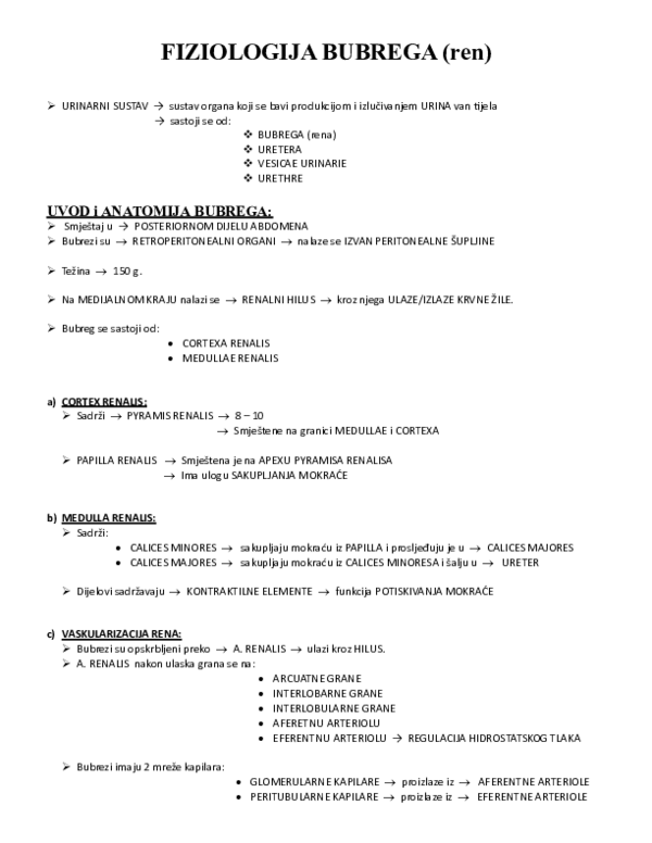 (PDF) FIZIOLOGIJA BUBREGA