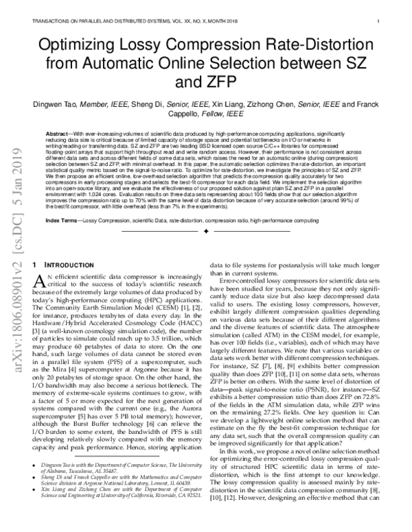 (PDF) Optimizing Lossy Compression Rate-Distortion from Automatic Online Selection between SZ ...