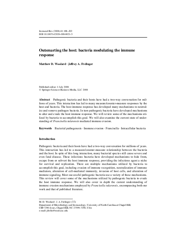 (PDF) Outsmarting the host: bacteria modulating the immune response