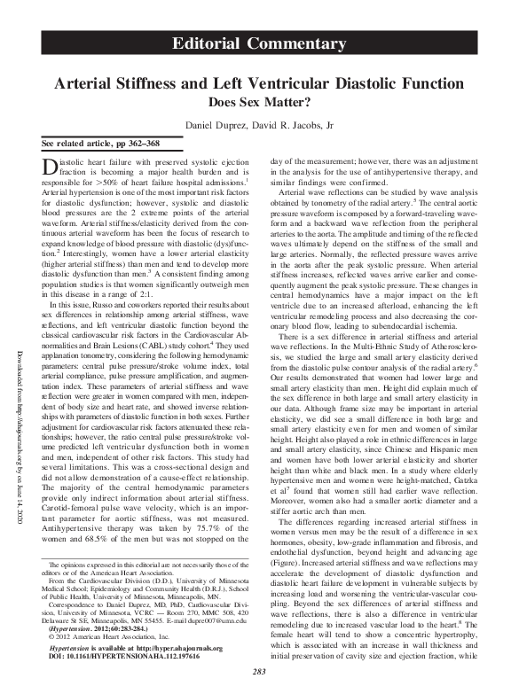 (PDF) Arterial Stiffness and Left Ventricular Diastolic Function