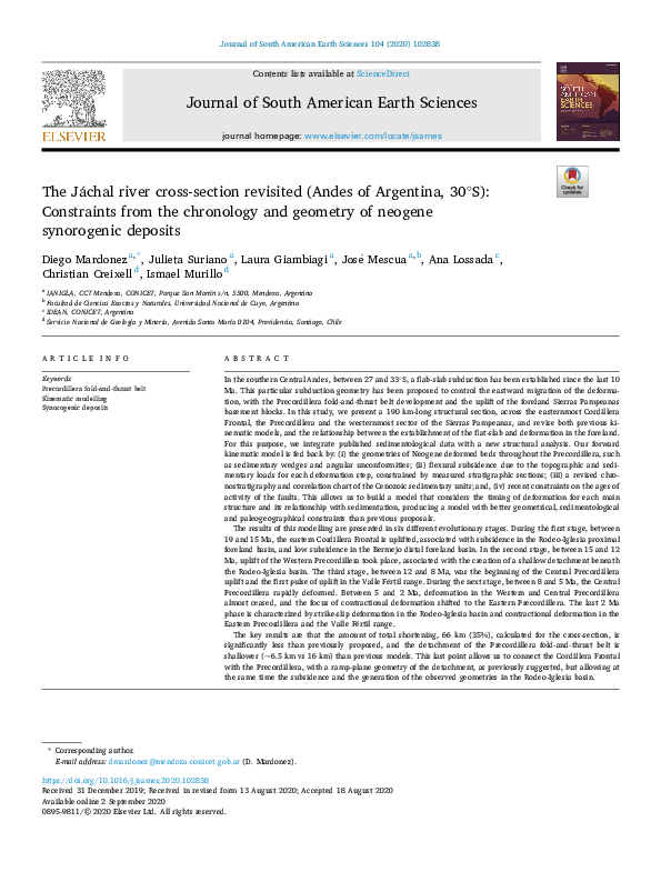 (PDF) The Jáchal river cross-section revisited (Andes of Argentina, 30 ...