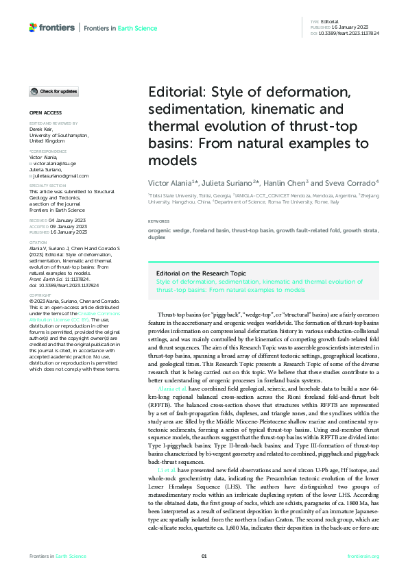 (PDF) Editorial: Style of deformation, sedimentation, kinematic and ...