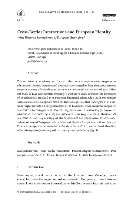 (PDF) Cross-Border Interactions and European Identity