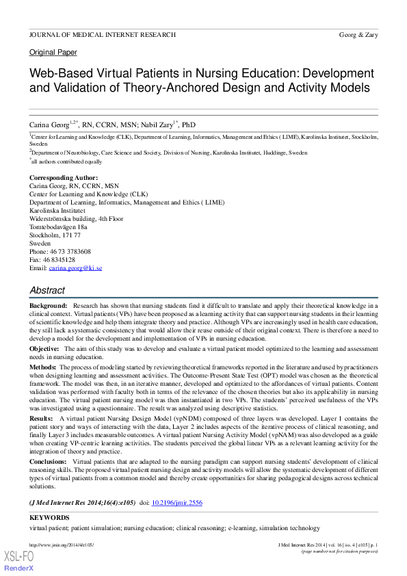 (PDF) Web-Based Virtual Patients in Nursing Education: Development and ...