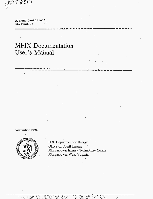 (PDF) MFIX documentation: User`s manual