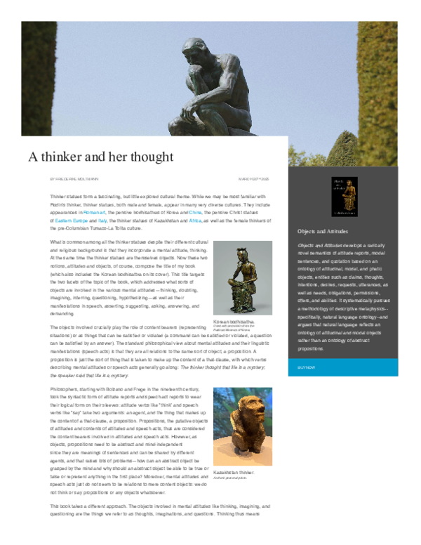(PDF) A thinker and her thought (OUP blog entry)