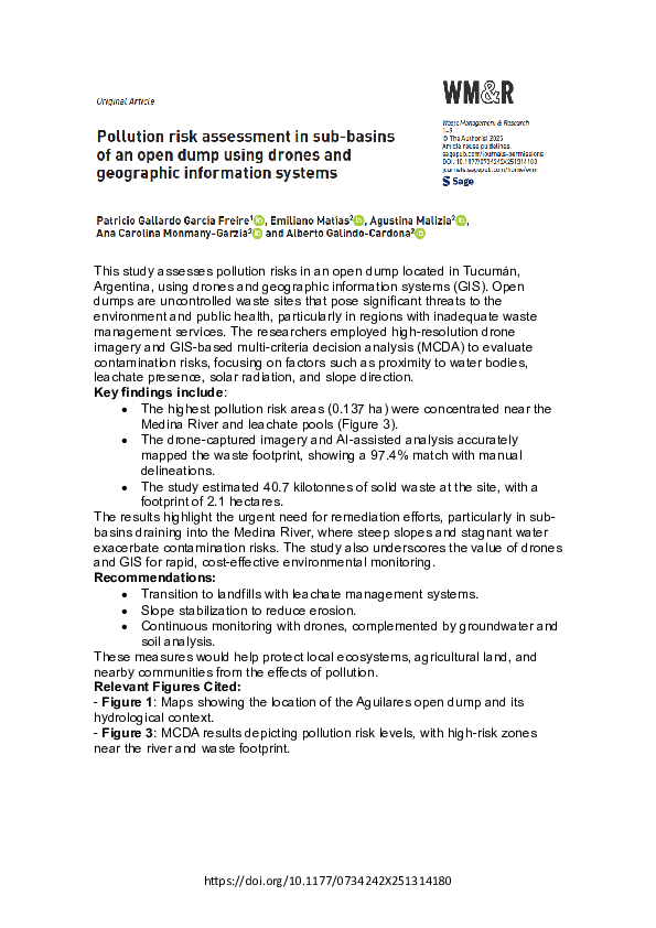 (PDF) Lay summary. Pollution risk assessment in sub-basins of an open ...