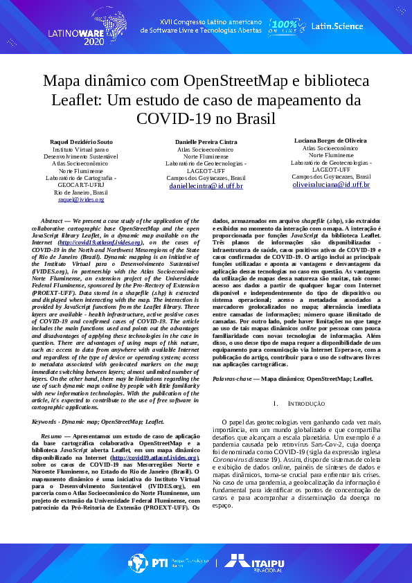 (PDF) Mapa dinâmico com OpenStreetMap e biblioteca Leaflet: Um estudo de caso de mapeamento da ...