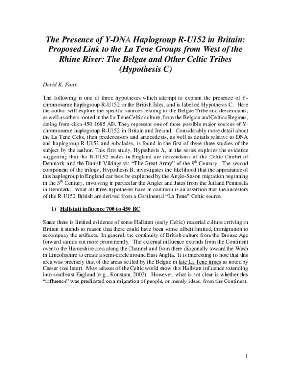 (PDF) The Presence of Y-DNA Haplogroup R-U152 in Britain: The Belgae ...