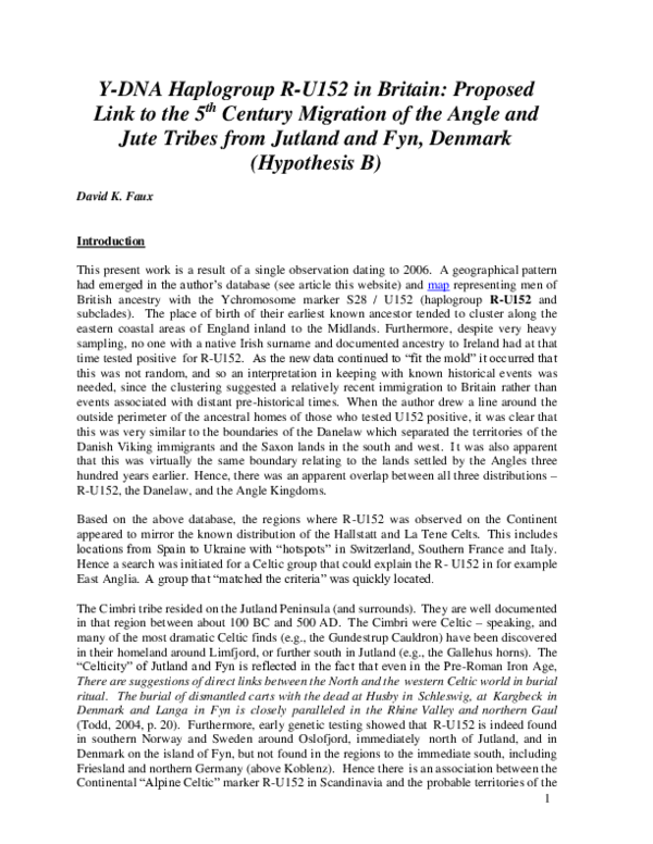 (PDF) Y-DNA Haplogroup R-U152 in Britain: Proposed Link to the 5th ...