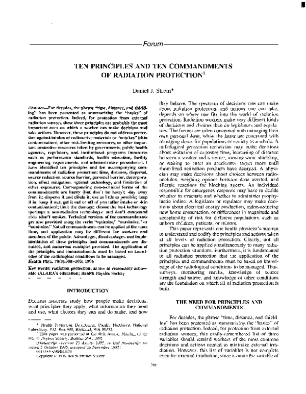 (PDF) Ten Principles and Ten Commandments of Radiation Protection