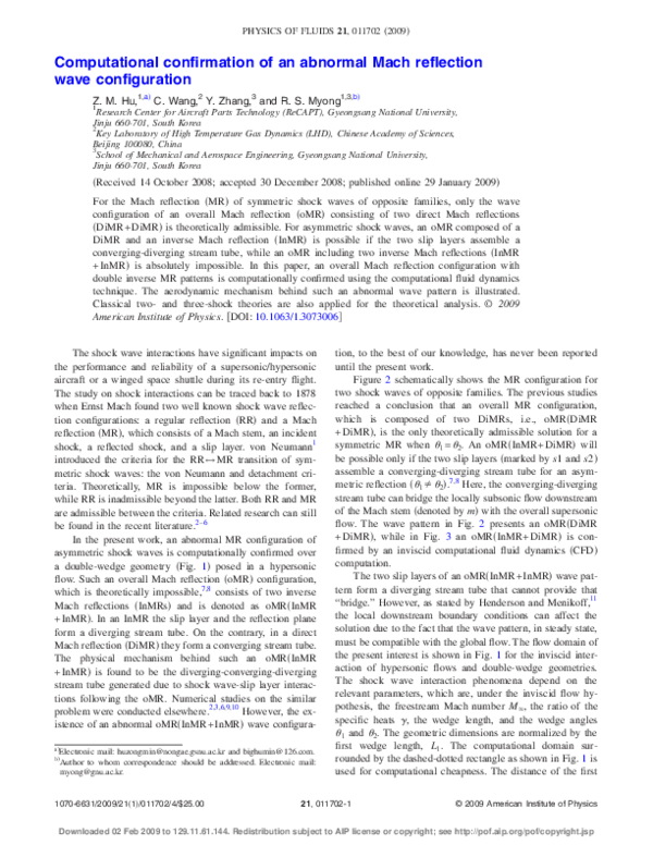 (PDF) Computational confirmation of an abnormal Mach reflection wave configuration