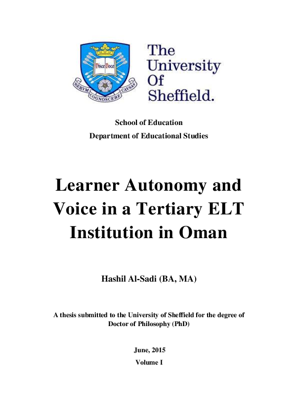 (PDF) Learner Autonomy and Voice in a Tertiary ELT Institution in Oman