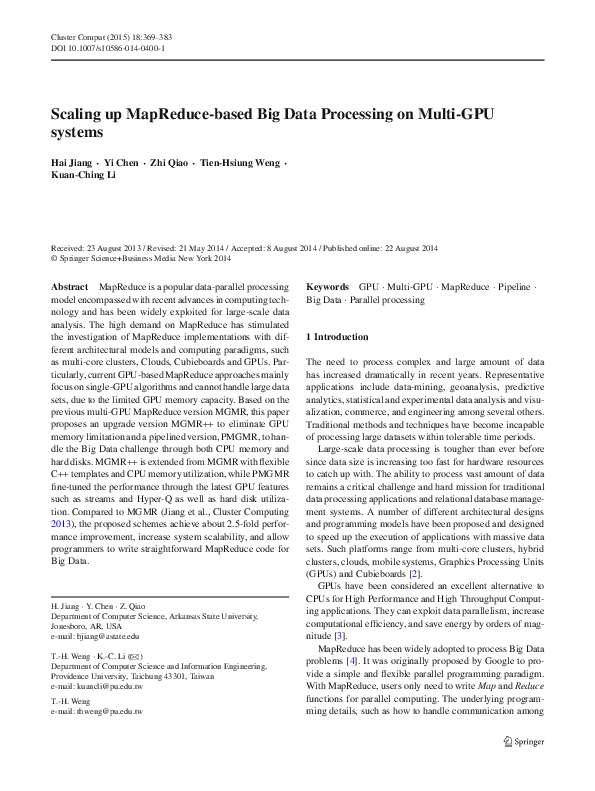 (PDF) Scaling up MapReduce-based Big Data Processing on Multi-GPU systems
