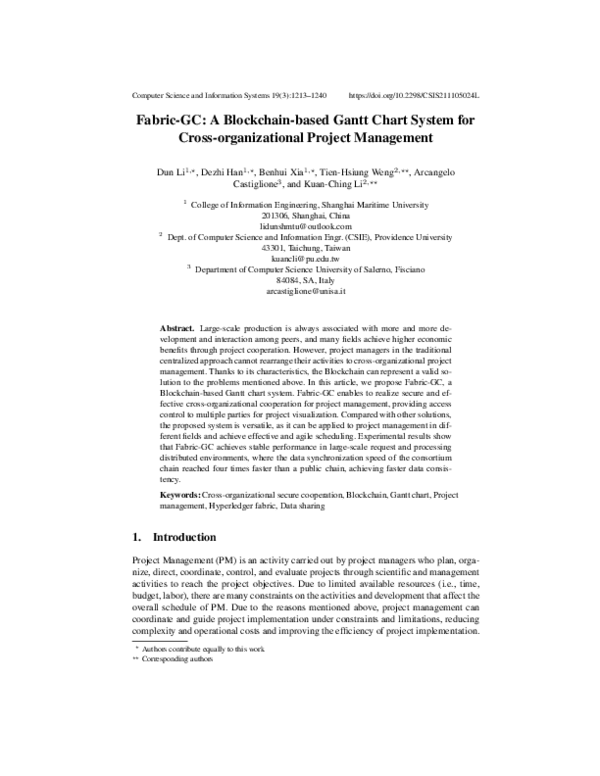 (PDF) Fabric-GC: A Blockchain-based Gantt chart system for cross ...