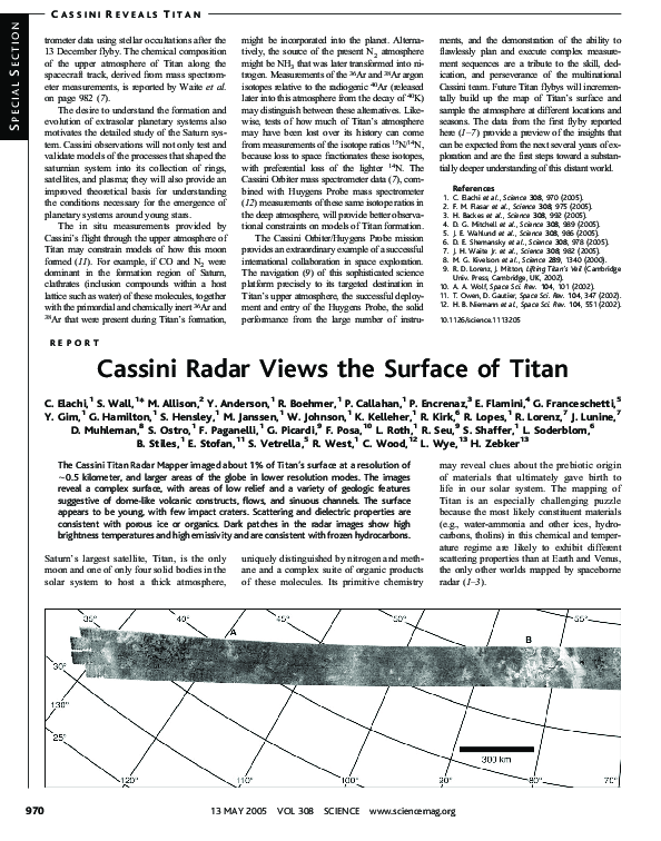 (PDF) Cassini Radar Views the Surface of Titan